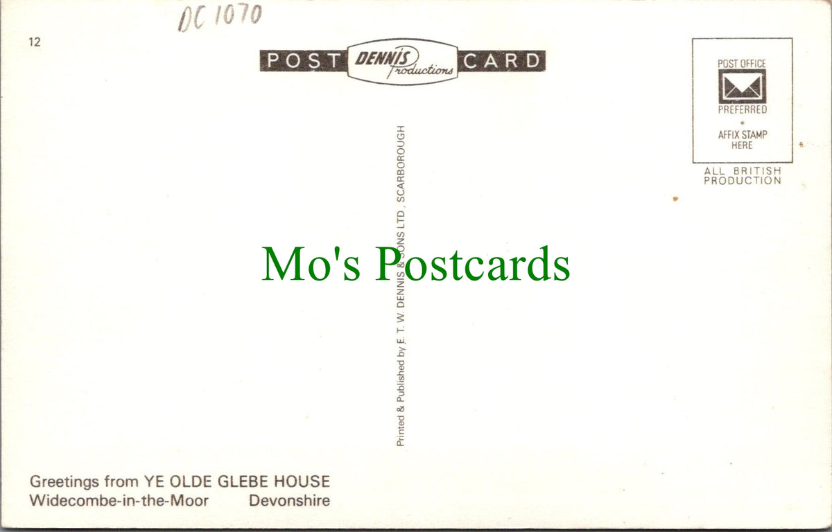 Devon Postcard - Widecombe-in-the-Moor Village Green and Church DC1070 ...