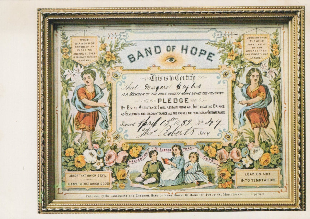 Welsh History Postcard - Band of Hope Certificate SW19699 | Mo’s Postcards